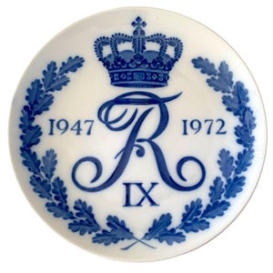 Vintage Royal Copenhagen Crowned King Frederik 9th. 25th Jubilee. 1947 ...