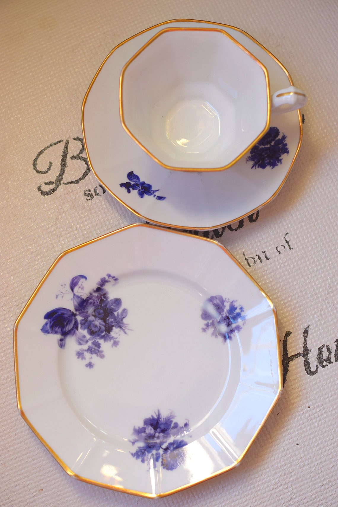 Vintage 1950s Angular Tea Cup and Saucer Set. Cake Plate - Etsy