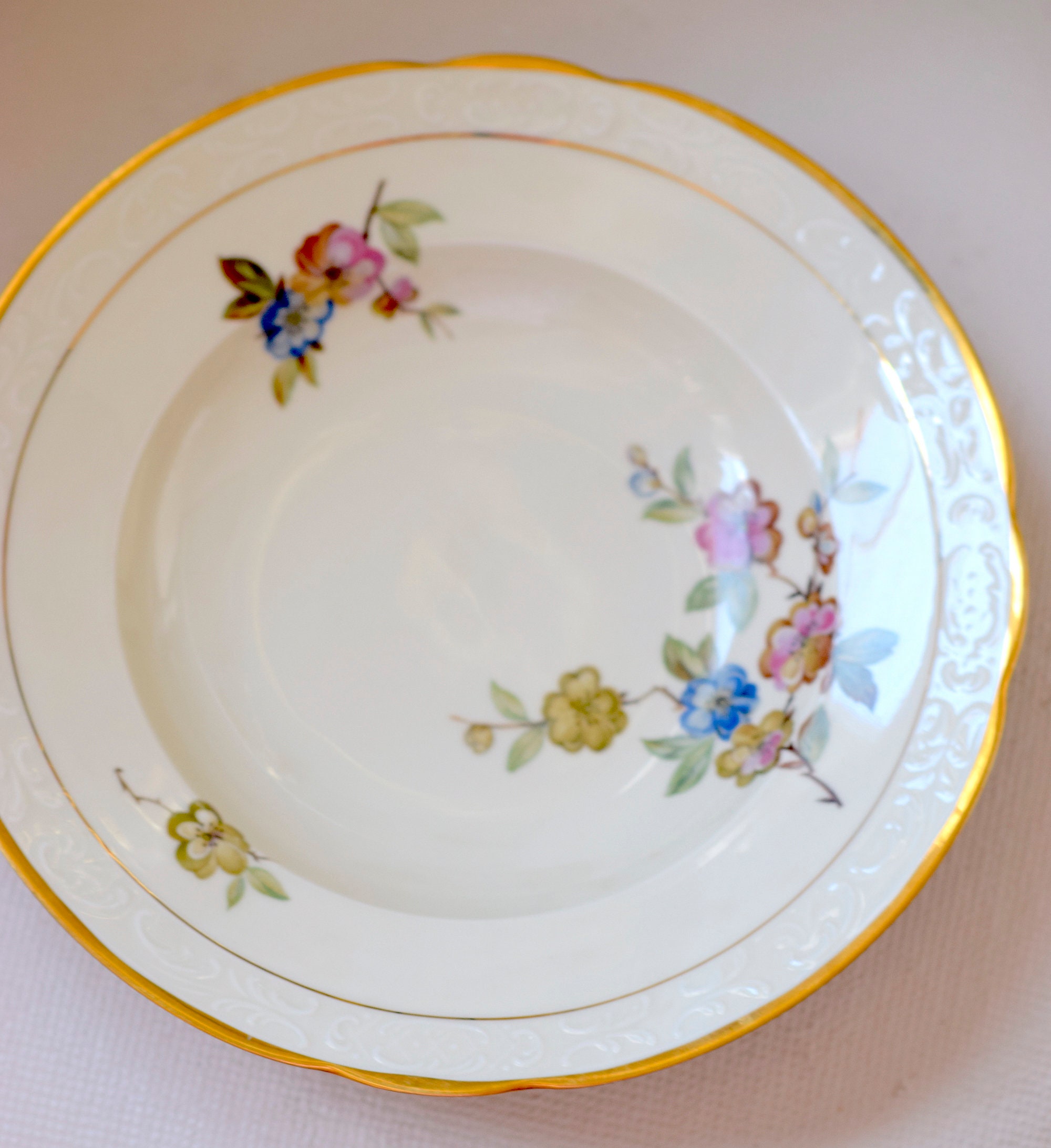 Fine Porcelain Large Deep Dinner Plate. Nordic Apple Blossoms | Etsy