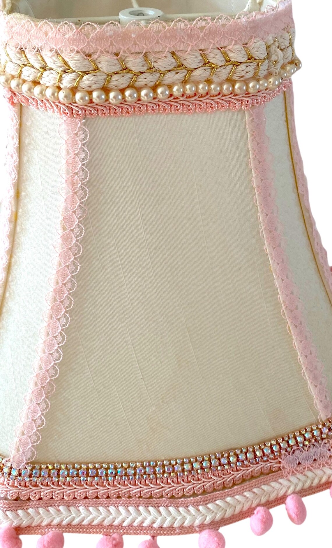 Luxe Fairy Tale Lamp Shade: White, Pink Pastels, Pearls, Lace Trim - Etsy