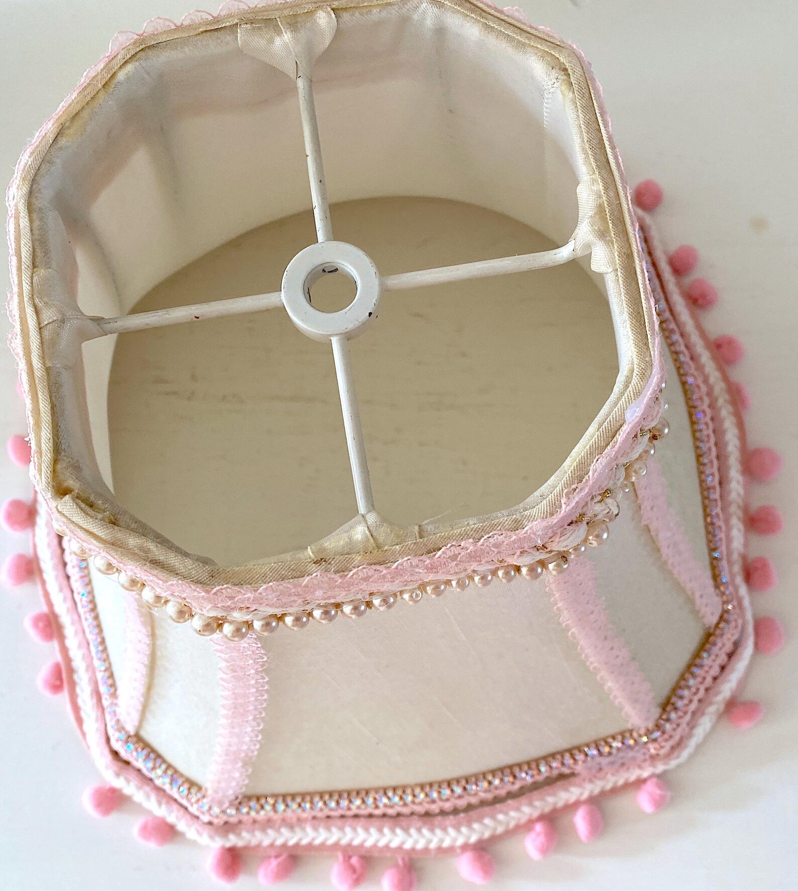 Luxe Fairy Tale Lamp Shade: White, Pink Pastels, Pearls, Lace Trim - Etsy
