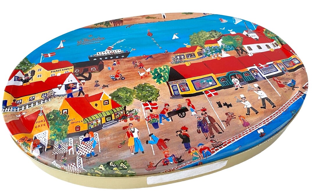 Vintage Danish Oval Chocolate Candy Tin. Classic Danish Village ...