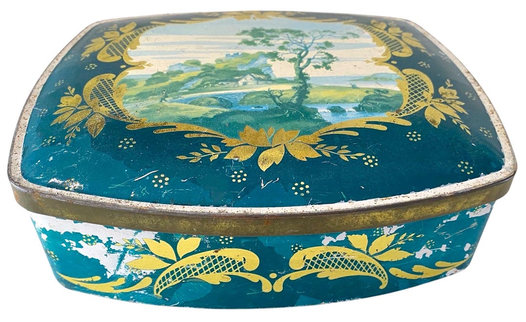 Vintage Bisca Patisserie 1950s Artisan Rococo Pastoral Scene Gold ...