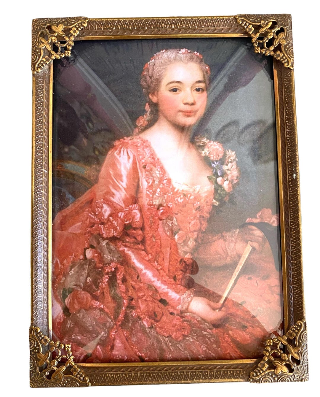 Antique 1890s Brass Art Work Picture Frame With Glass. Print ...
