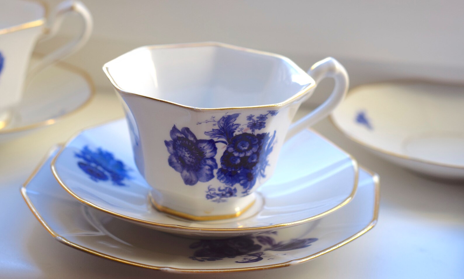 Vintage 1950s Angular Tea Cup and Saucer Set. Cake Plate - Etsy