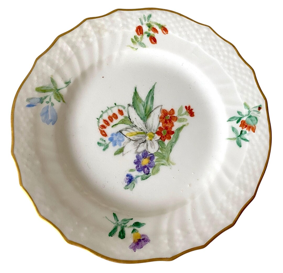Royal Copenhagen Full Saxon Flower Gold Accent Side Plate. Antique ...
