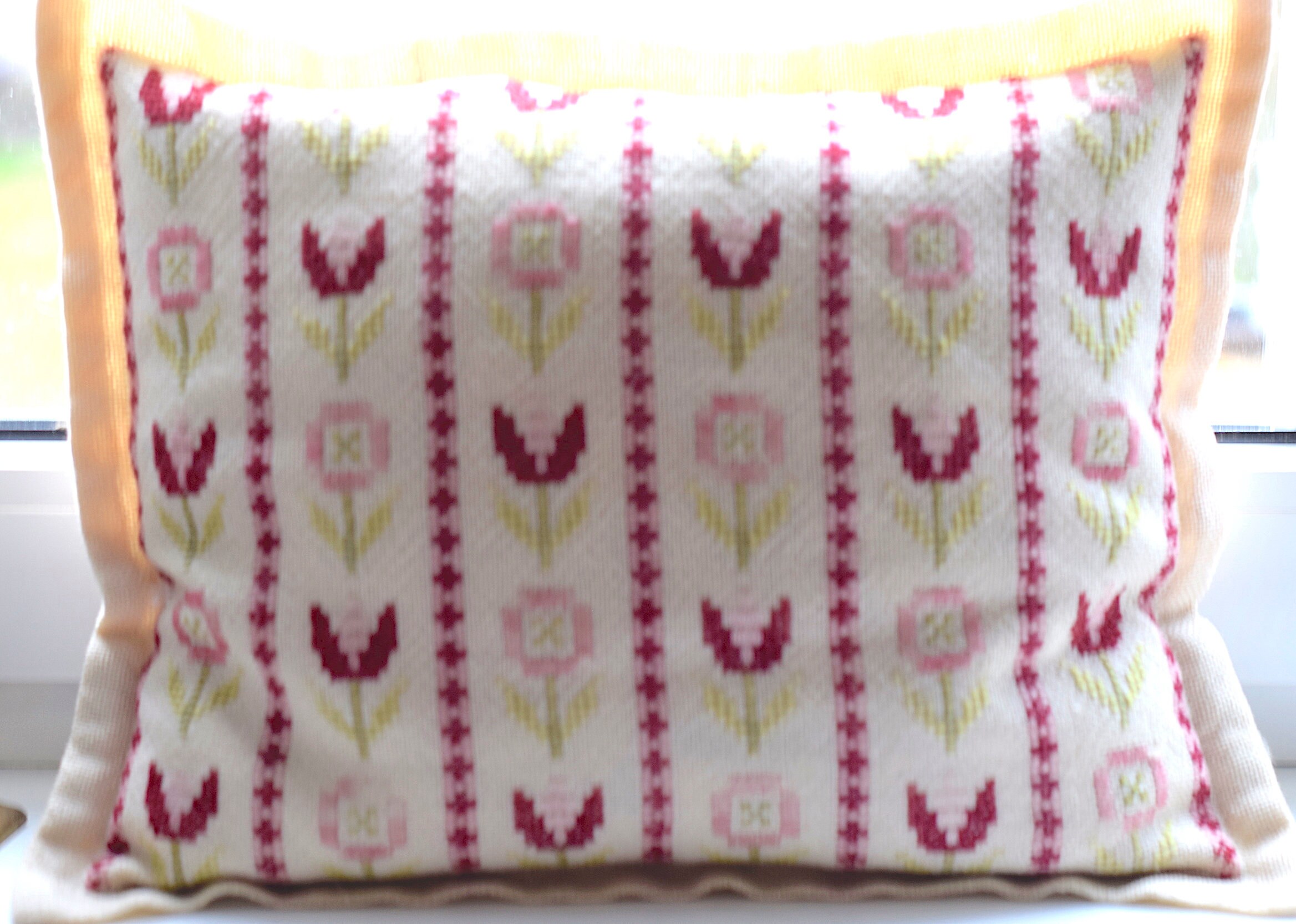Vintage Wool Pillow With Handmade Embroidery Cross Stitch Two | Etsy