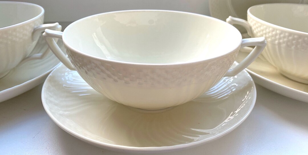 Rare Two Handle Consomme Cup and Saucer Set Royal Copenhagen Creamy off ...