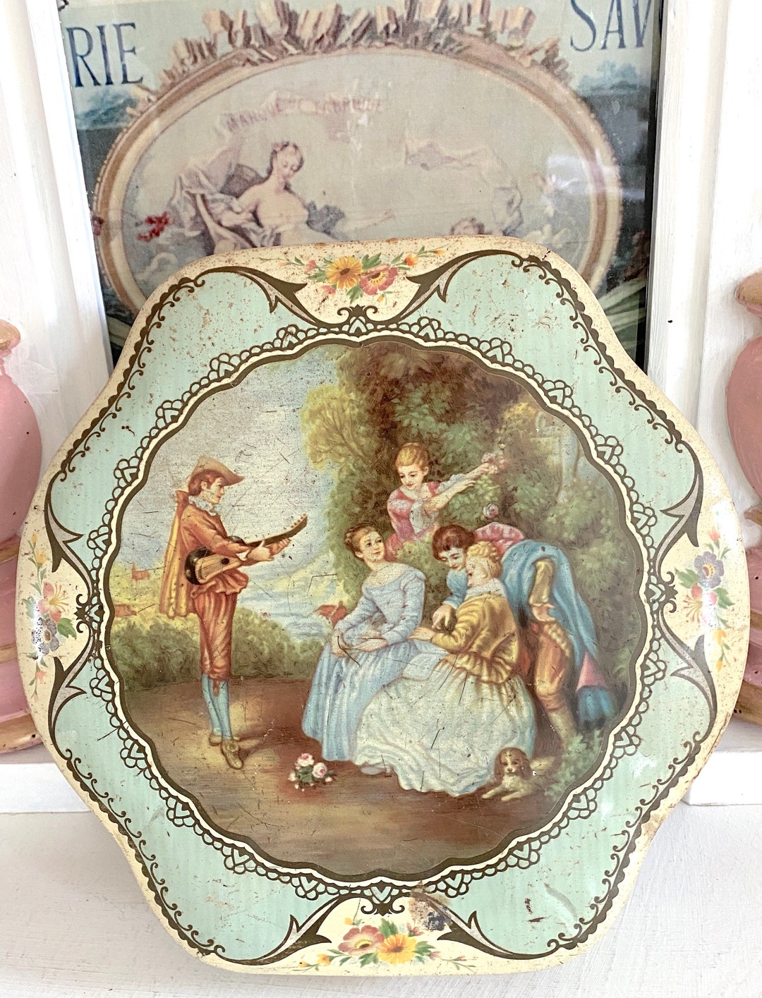 Rare Artisan Antique 1930s French Rococo Style Biscuit Tin. Elegant ...