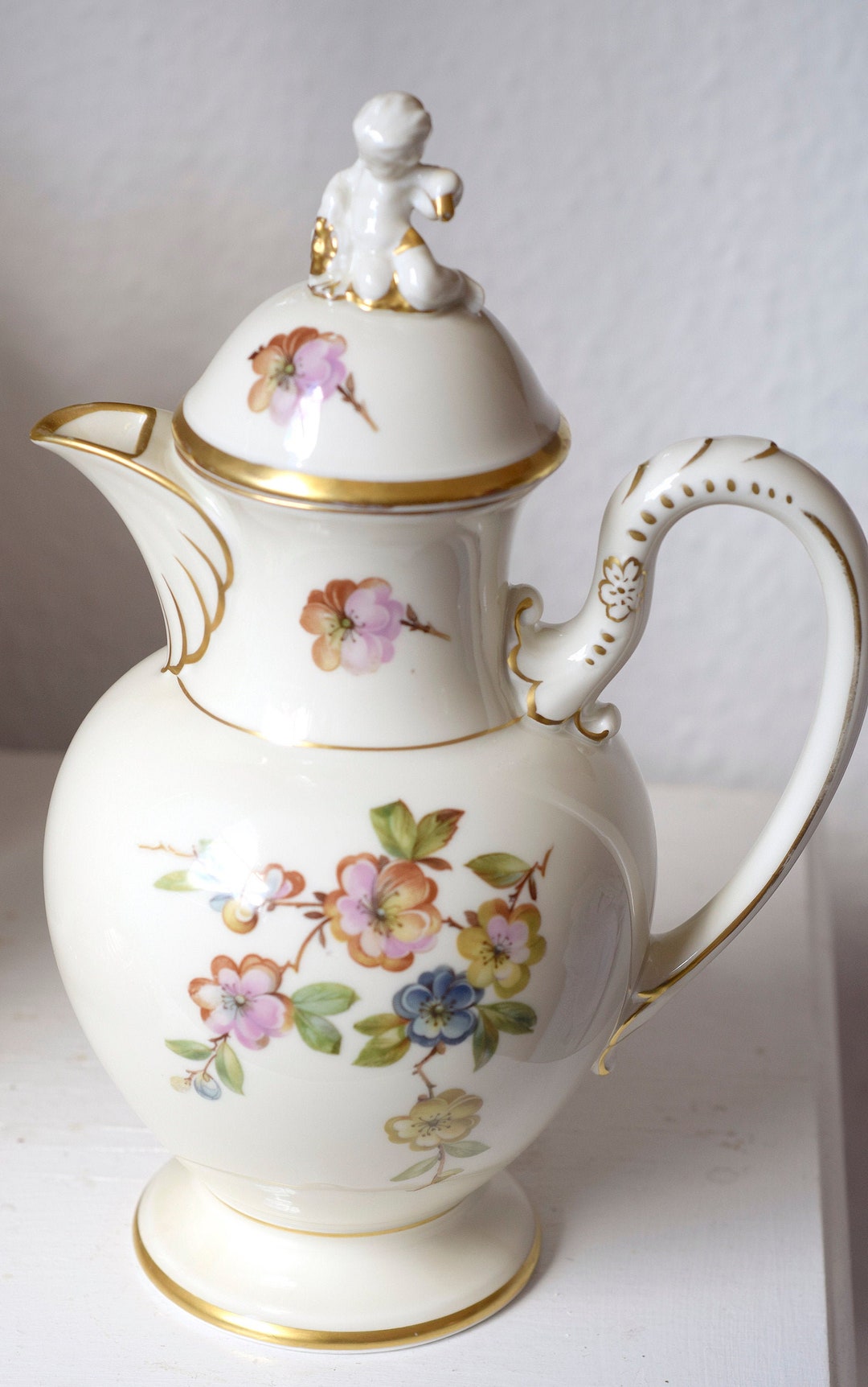 Very Rare Antique KPM Denmark 1910s Nordic Apple Blossom Gold Large ...