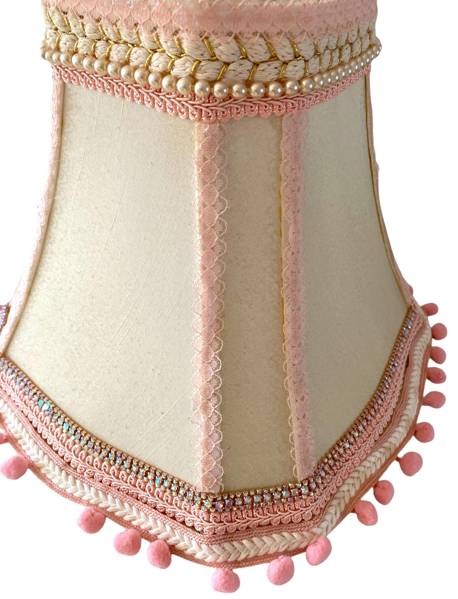 Luxe Fairy Tale Lamp Shade: White, Pink Pastels, Pearls, Lace Trim - Etsy