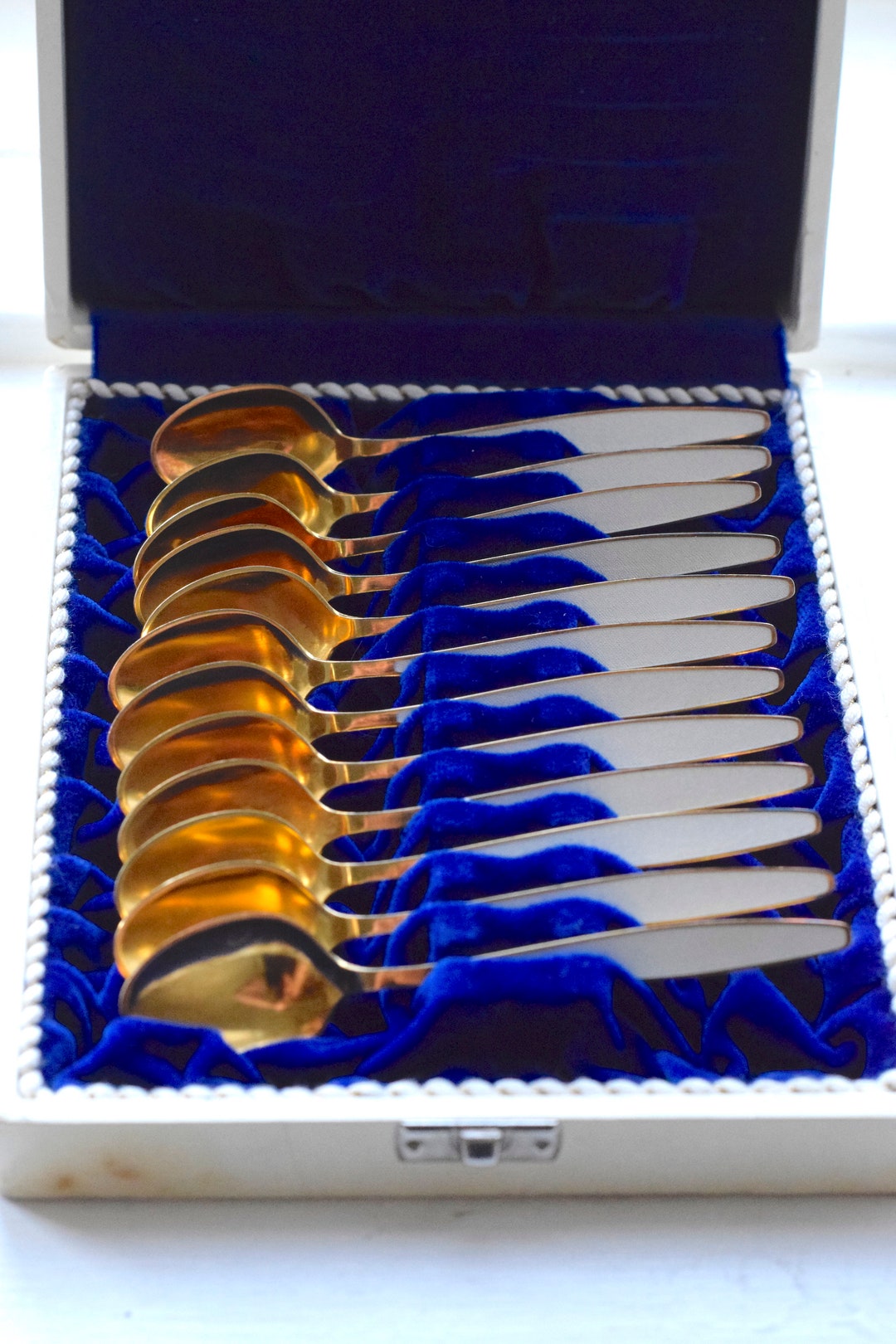 Georg Jensen Sterling Silver Enamel Demitasse Spoons: 1940s Denmark ...