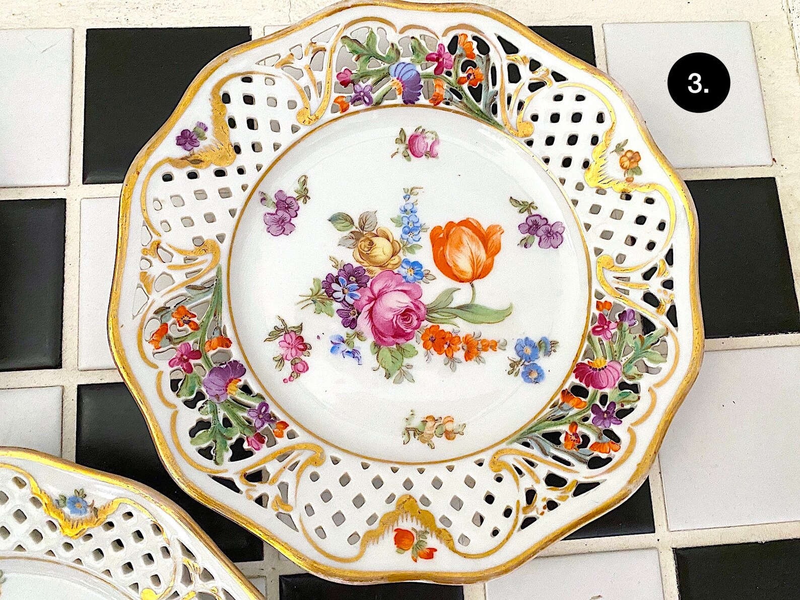 Antique Fine Porcelain Side Plate. Delicate Lace Trim. - Etsy