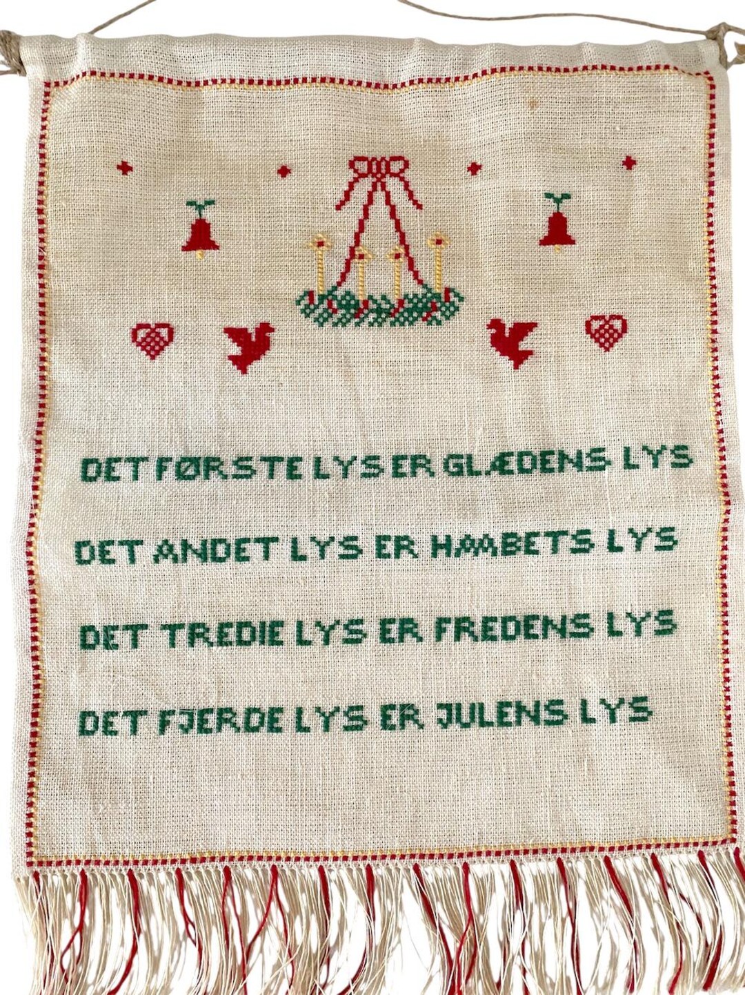 Scandinavian Christmas Advent Prayer Wall Art. Hand Embroidered Danish ...