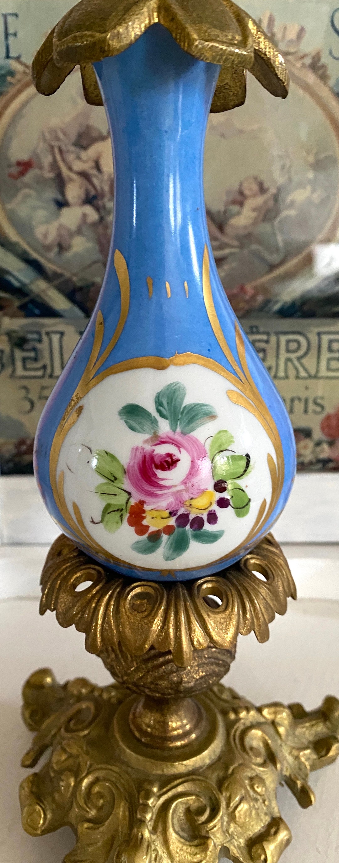 Vintage Porcelain and Brass Rococo Style Lamp Base. Beautiful Hand ...