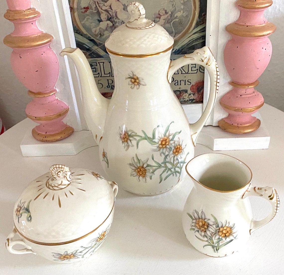 Rare Vintage Mimer Creamy off White and Gold Serving Pieces. - Etsy