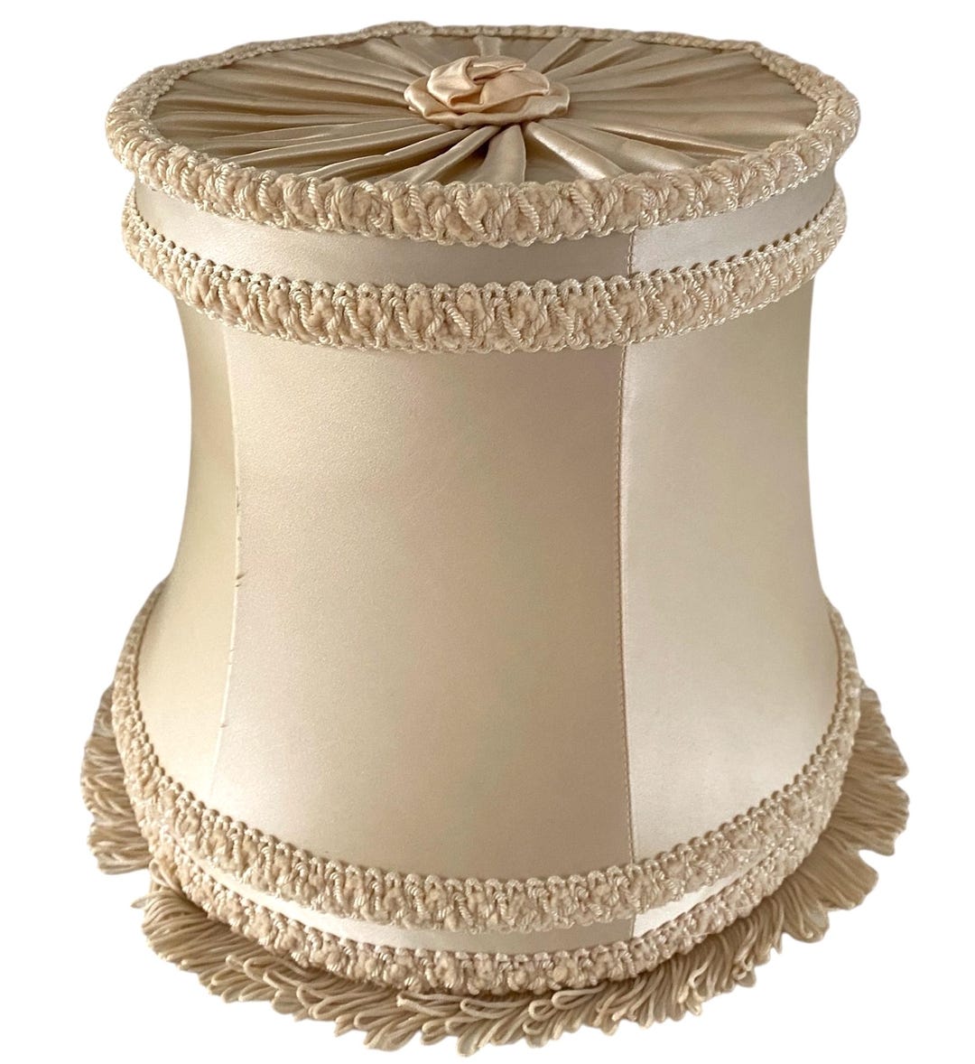 Vintage Ivory Satin Lamp Shade: French Luxe Pleated Tassel Trim - Etsy