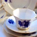 Vintage 1950s Angular Tea Cup and Saucer Set. Cake Plate Option. Blue ...
