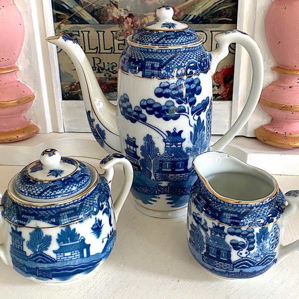 Real Old Willow Tea Pot - Etsy