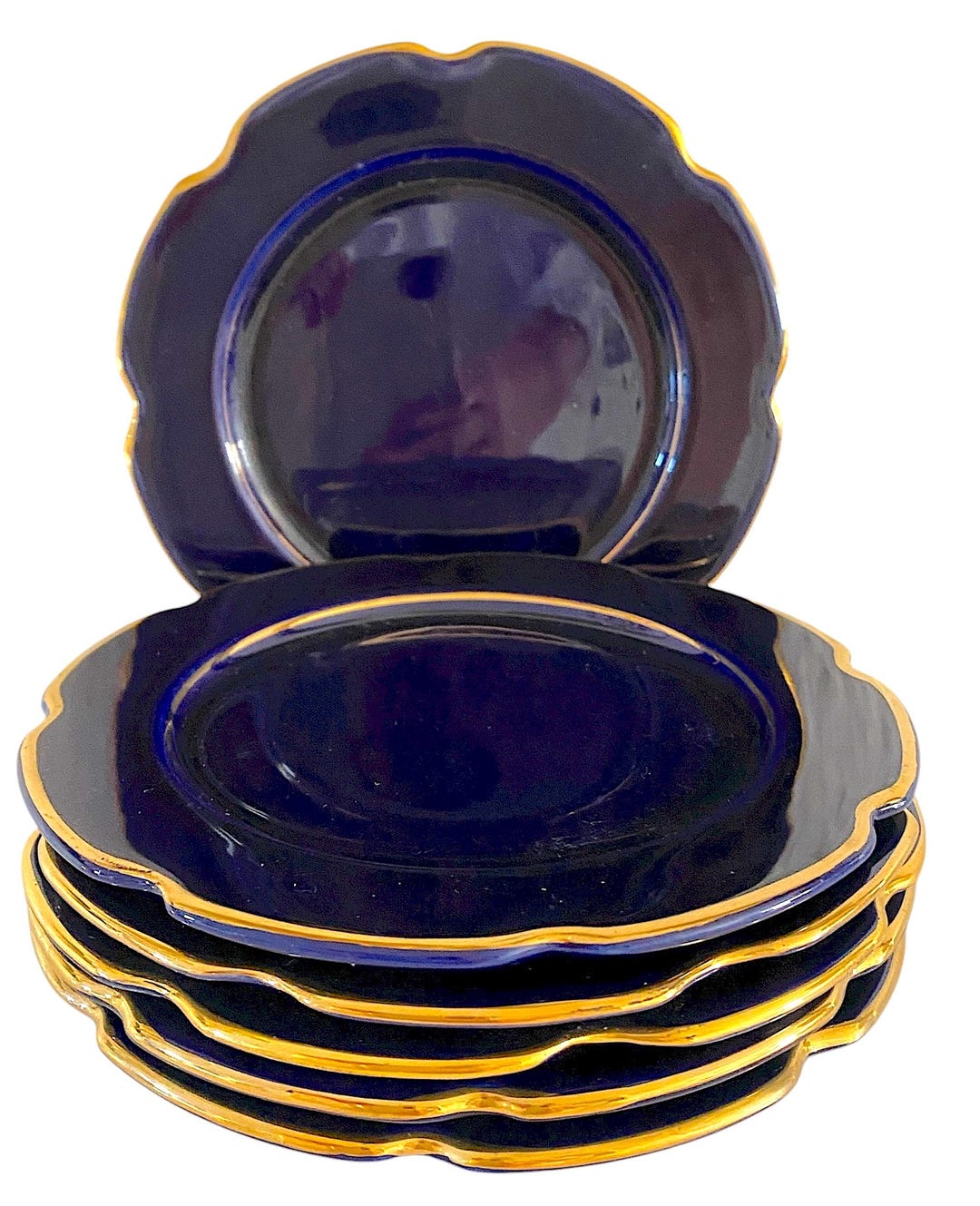Antique Art Deco Cobalt Blue Side Plate, Crowned Denmark, Gold Accent ...