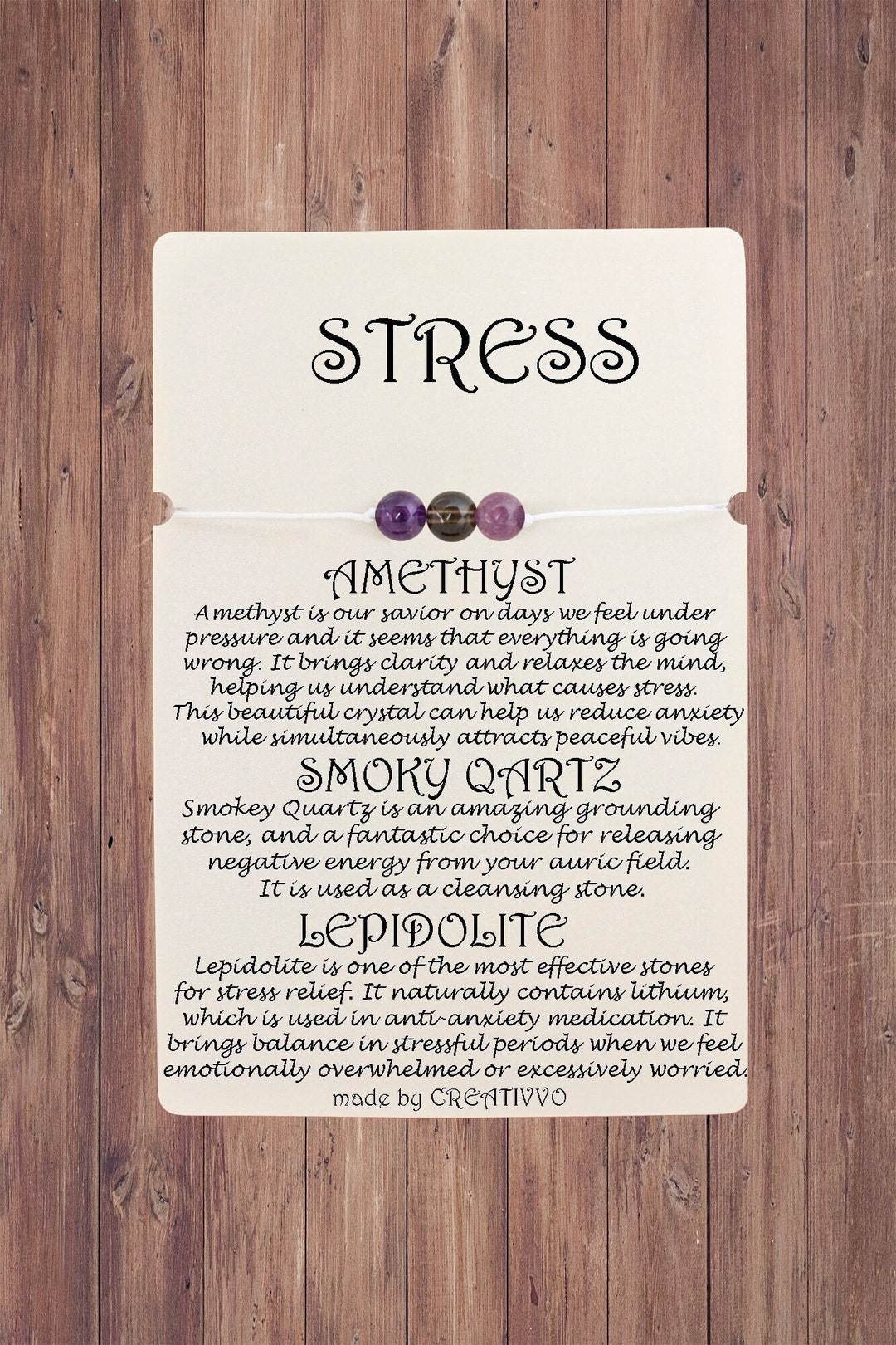 Stress Bracelet Handmade Bracelet Stres Relief Bracelet Healing ...