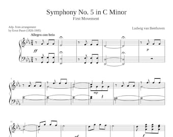 Piano Music Sheets Symphony No. 5 in C Minor 4th Movement | Etsy