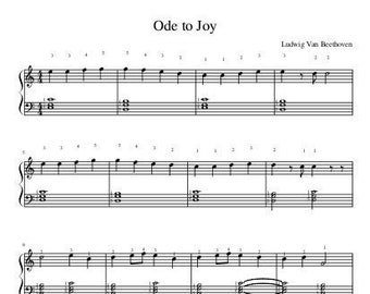 Ode to Joy easy Piano Beethoven Piano Sheet Music Download Origianl ...