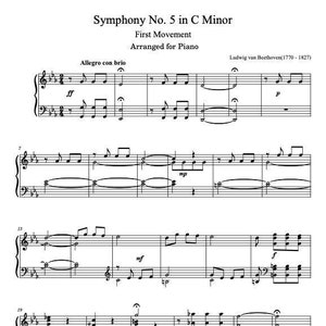 Beethovens 5th Symphony Piano - Etsy