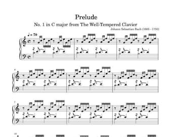 Prelude No. 1 in C Major - Bach - Piano Sheet Music (instant Digital ...
