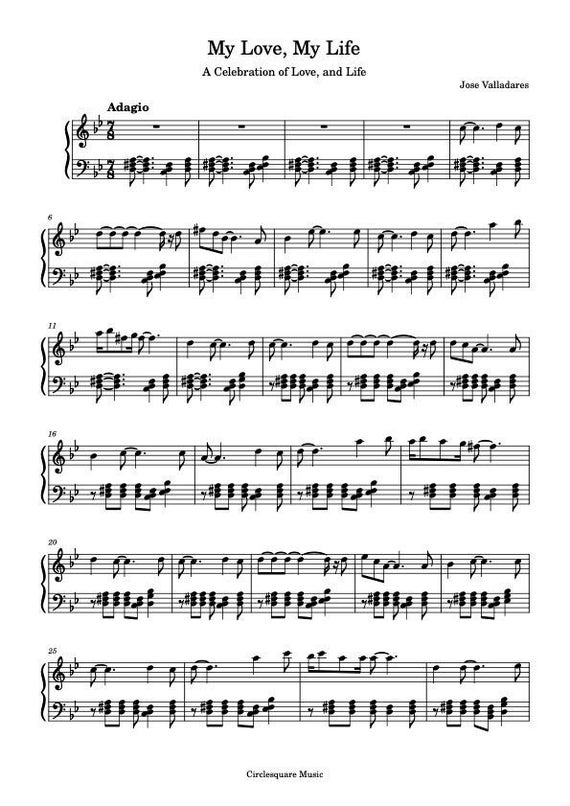 Piano Music Sheets My Love My Life A Celebration of Love - Etsy