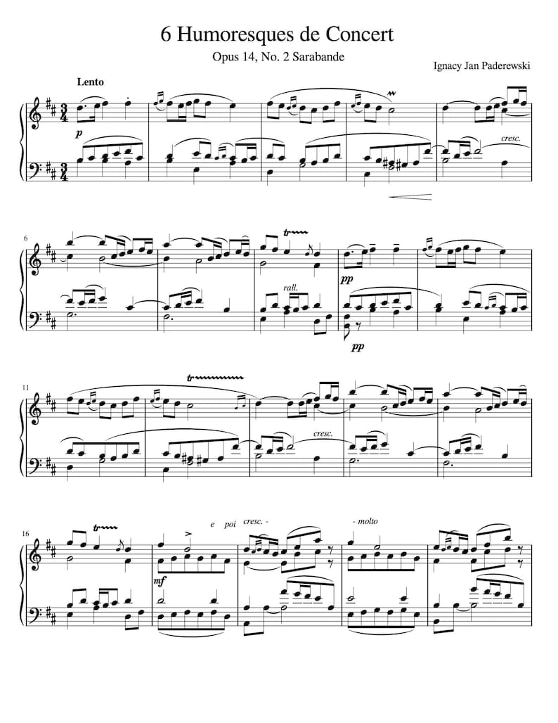 Piano Music Sheets - 6 Humoresques De Concert - Opus 14 No. 2 ...