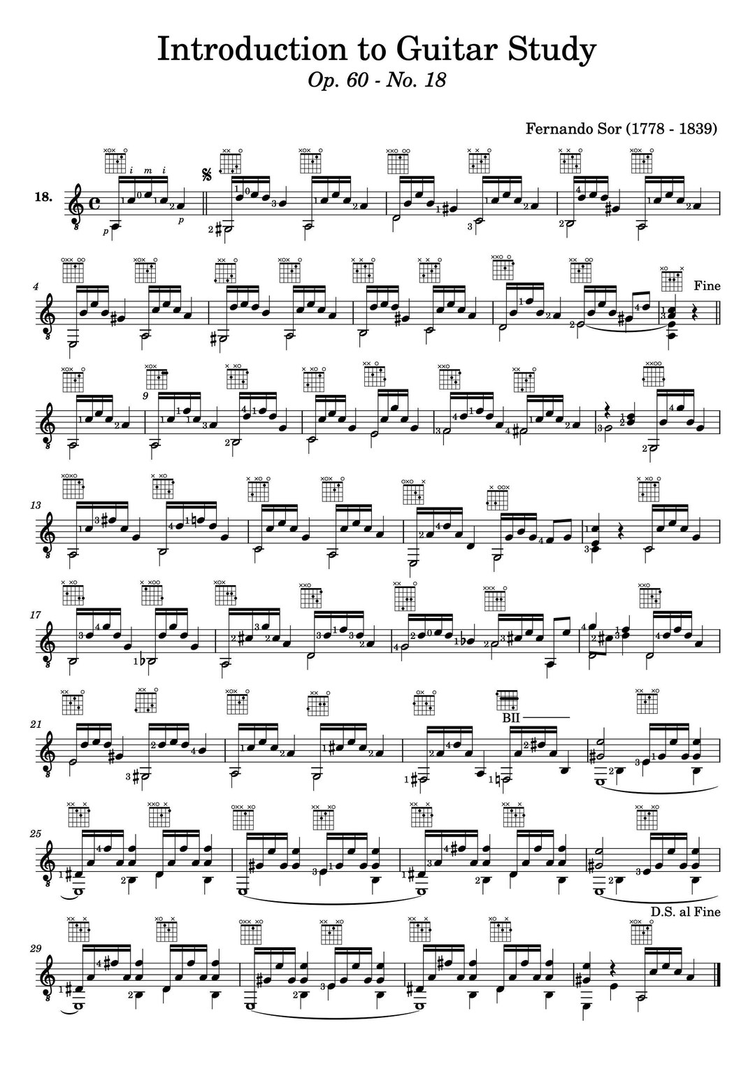Guitar Music Sheets - Introduction to Guitar Study - Opus 60 No. 18 ...