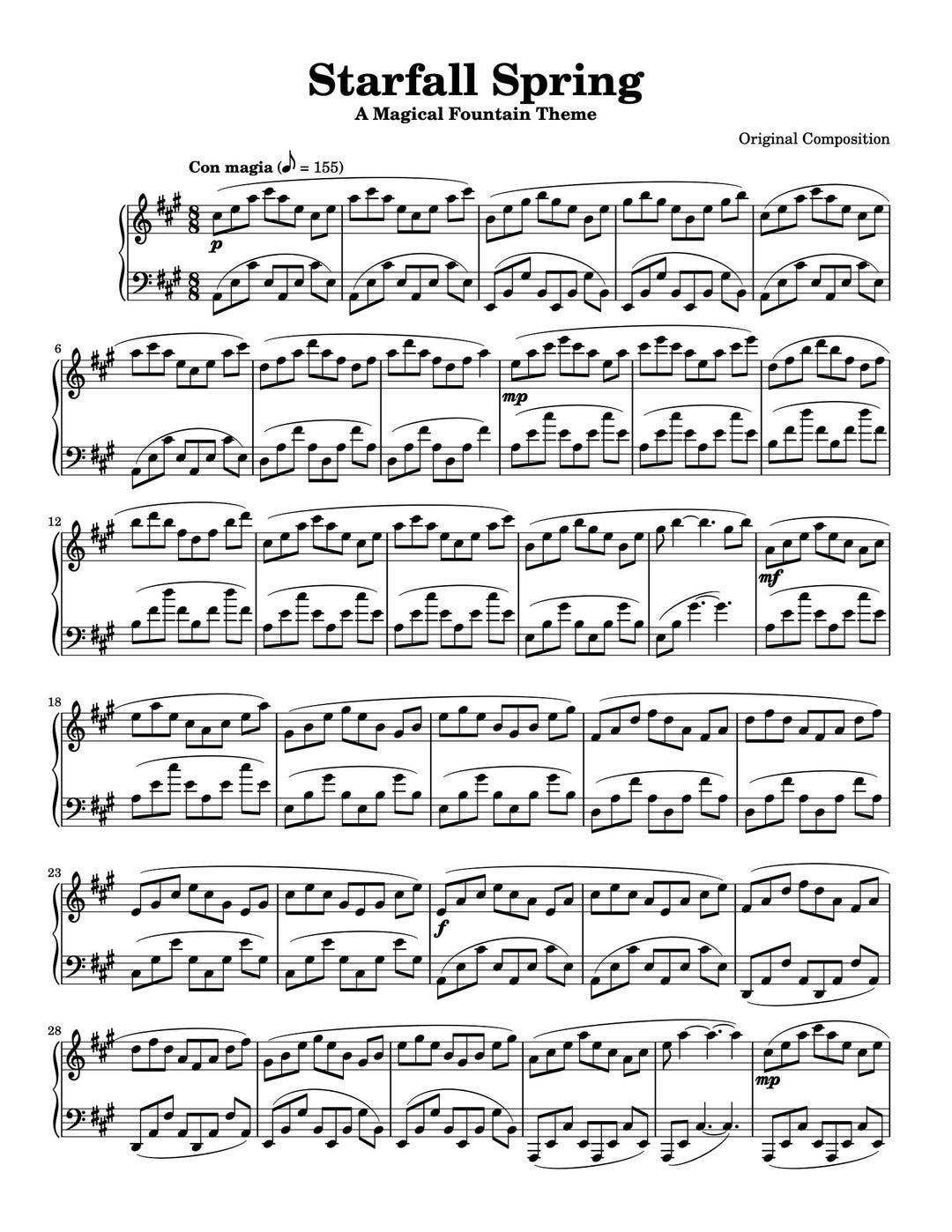 Piano Music Sheets - Starfall Spring - A Magical Fountain Theme ...