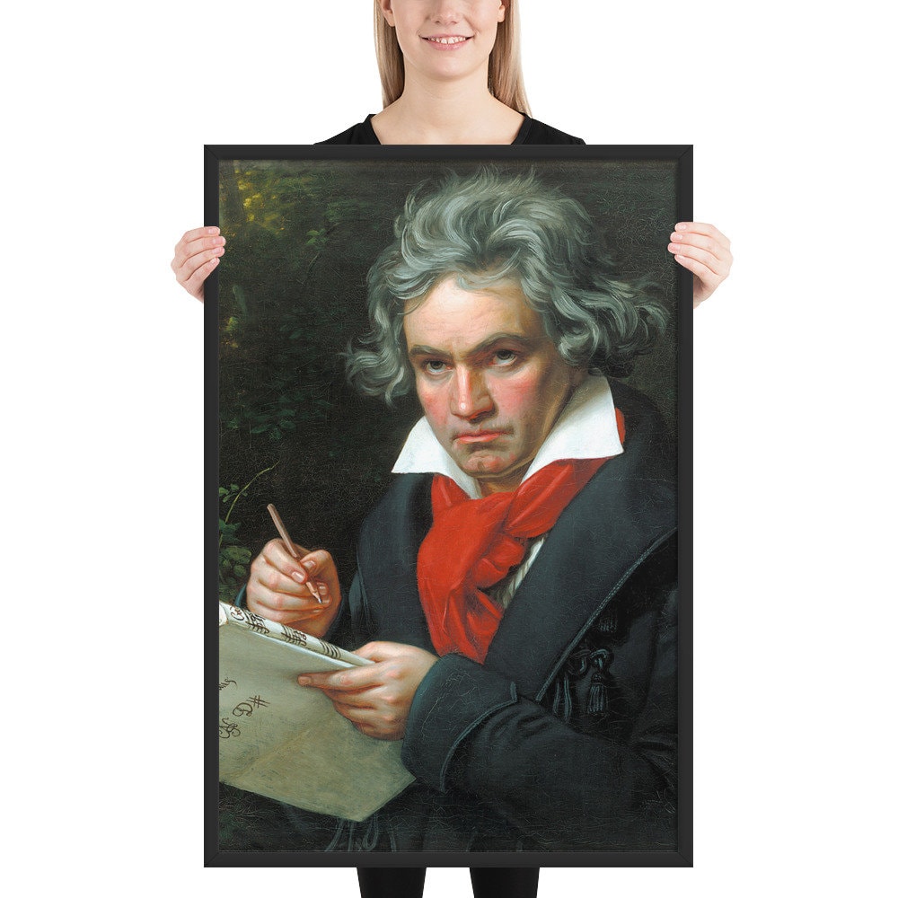 Ludwig Van Beethoven Portrait on a Semi-hardwood Frame Printed on a ...
