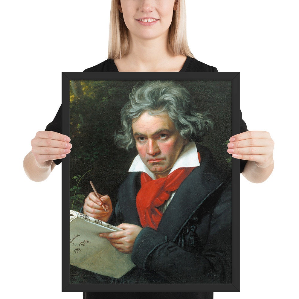 Ludwig Van Beethoven Portrait on a Semi-hardwood Frame Printed on a ...