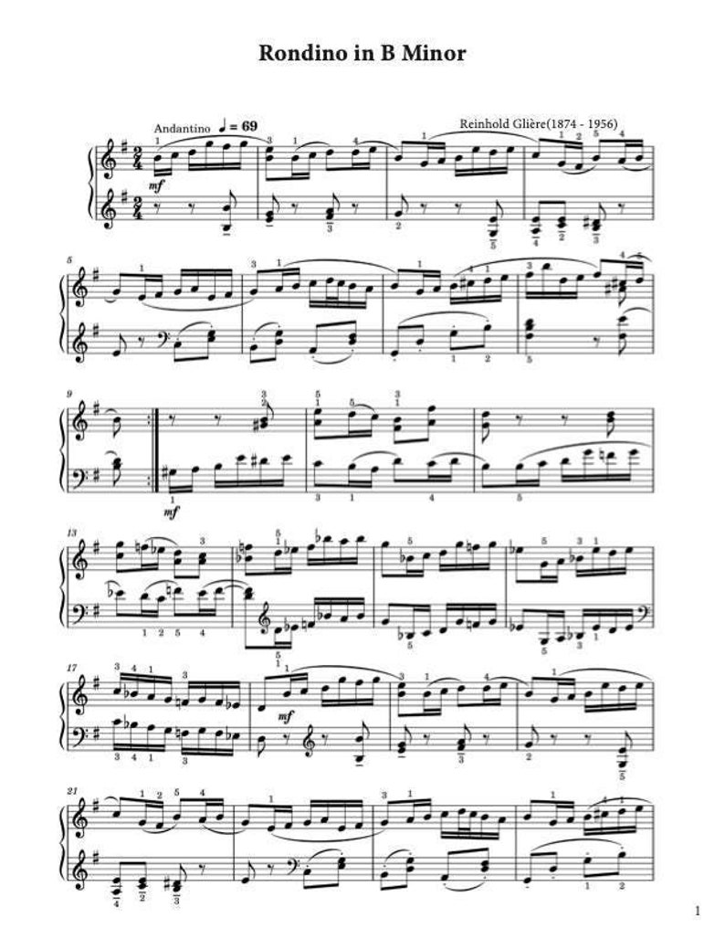 Piano Music Sheets - Rondino in B Minor - No. 6 Rondo, Opus 43 by ...