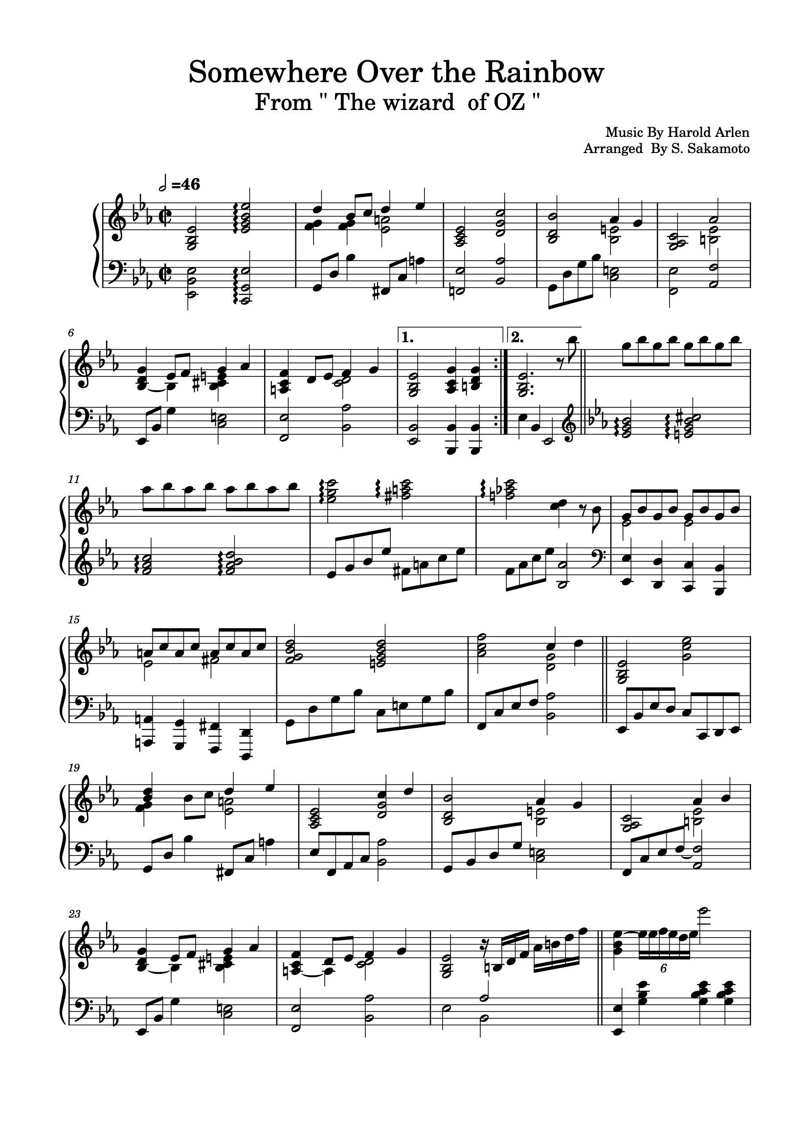 Piano Music Sheets - Somewhere Over the Rainbow From the Wizard of Oz - Harold Arlen - Physical ...