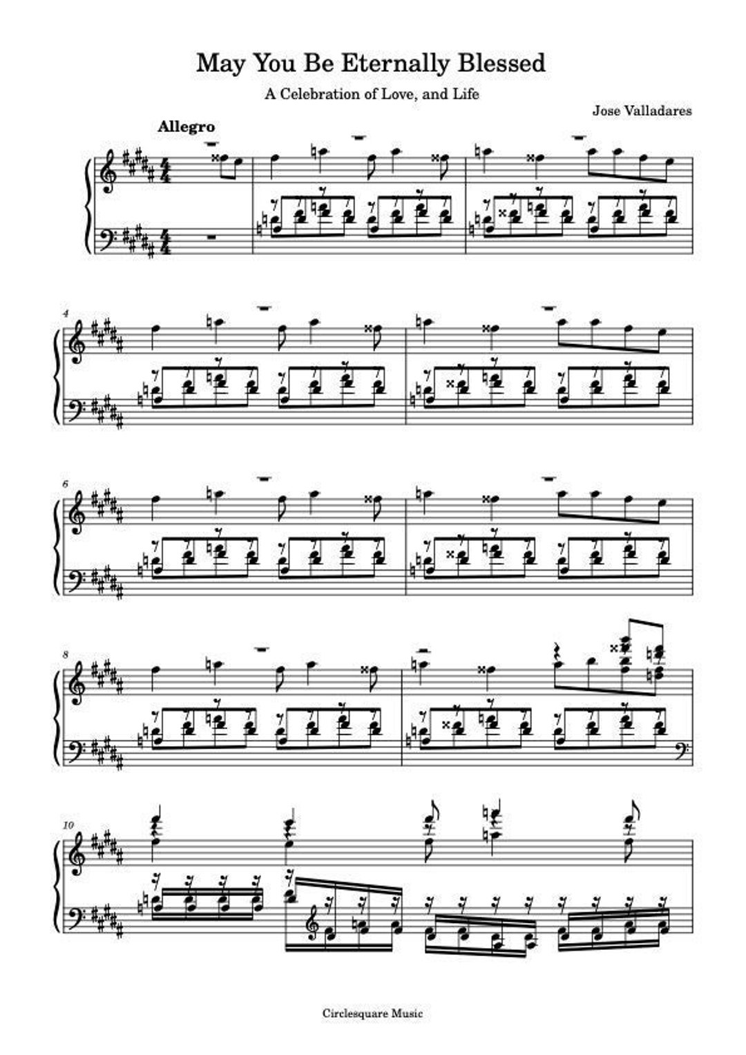 Piano Music Sheets - May You Be Eternally Blessed - A Celebration of ...