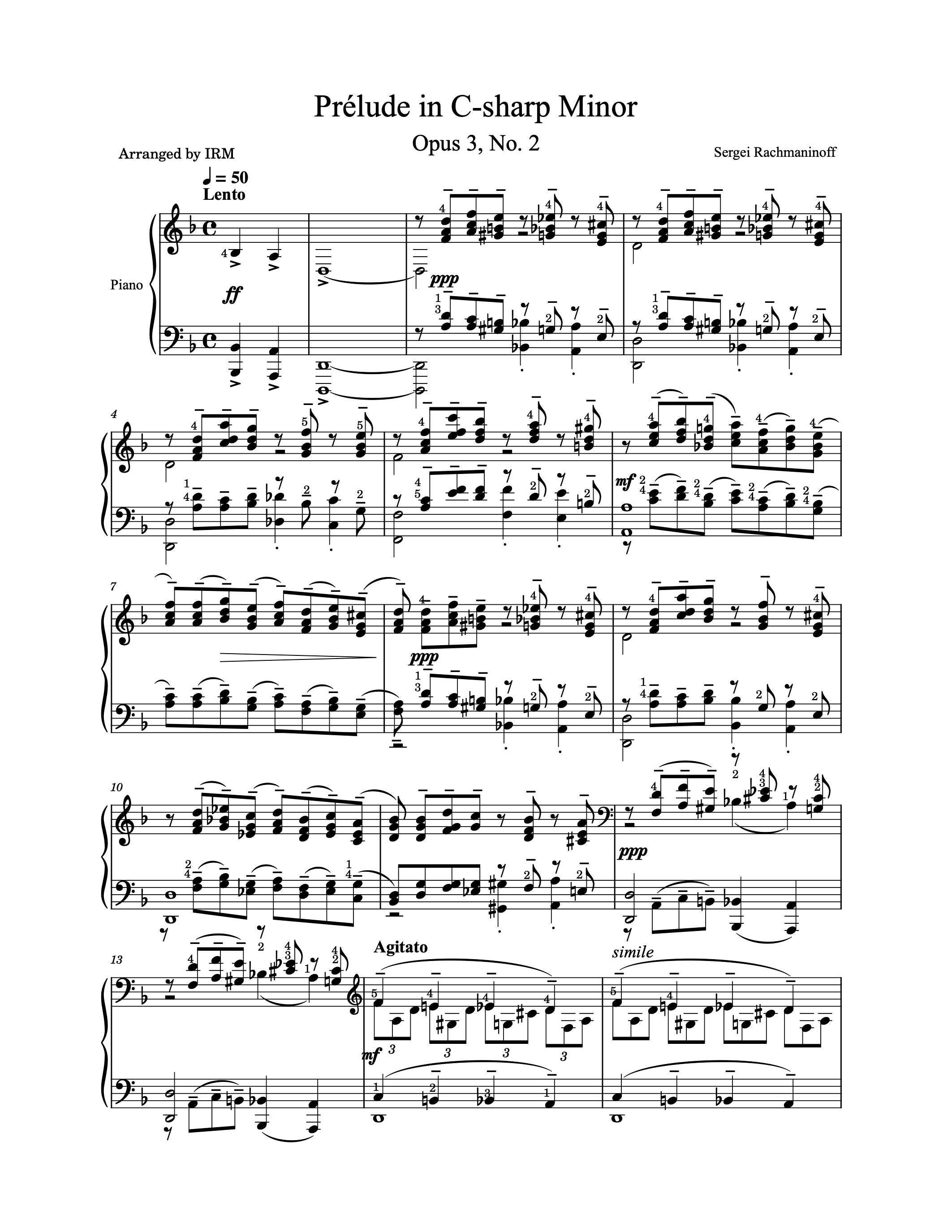Piano Music Sheets - Prélude in C-sharp Minor - Opus 3 No. 2 - Sergei ...