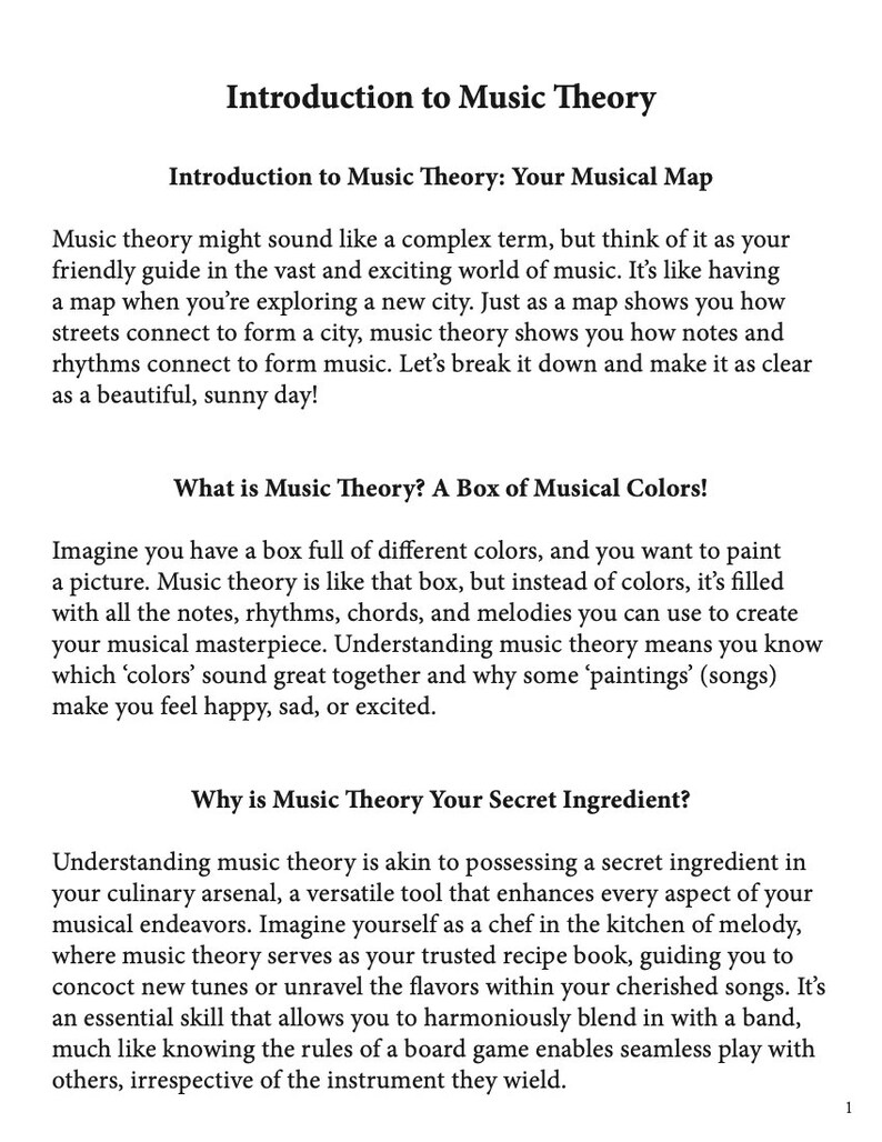 Piano Music Sheets - the Fundamentals of Music Theory - Booklet 1 ...
