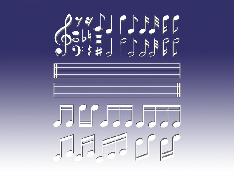 Image - Musical Notes Symbols for Notation SVG STL PNG - Digital ...
