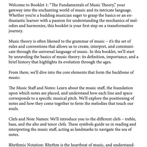 Piano Music Sheets the Fundamentals of Music Theory Booklet 1 Digital ...