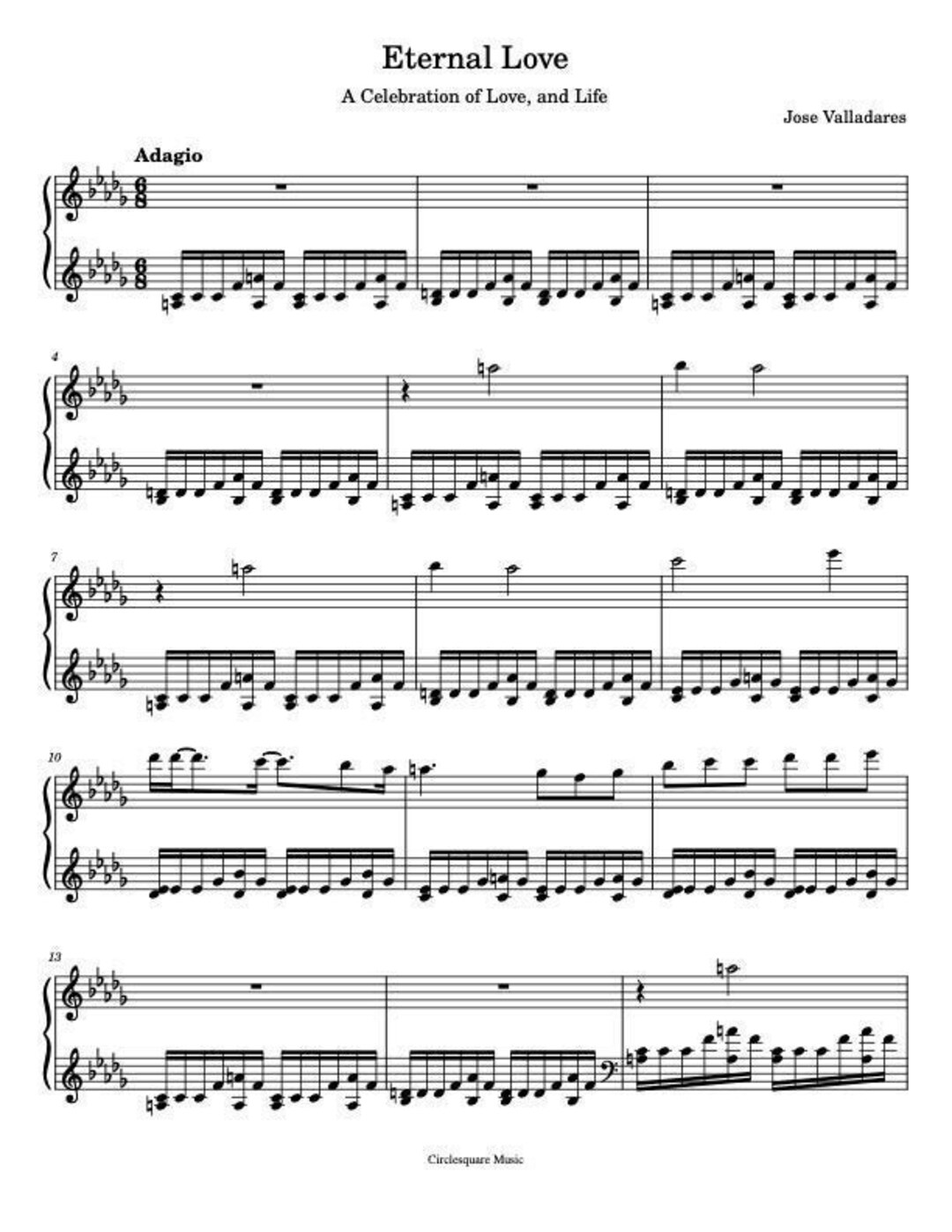 Piano Music Sheets - Eternal Love - A Celebration of Love, and Life ...