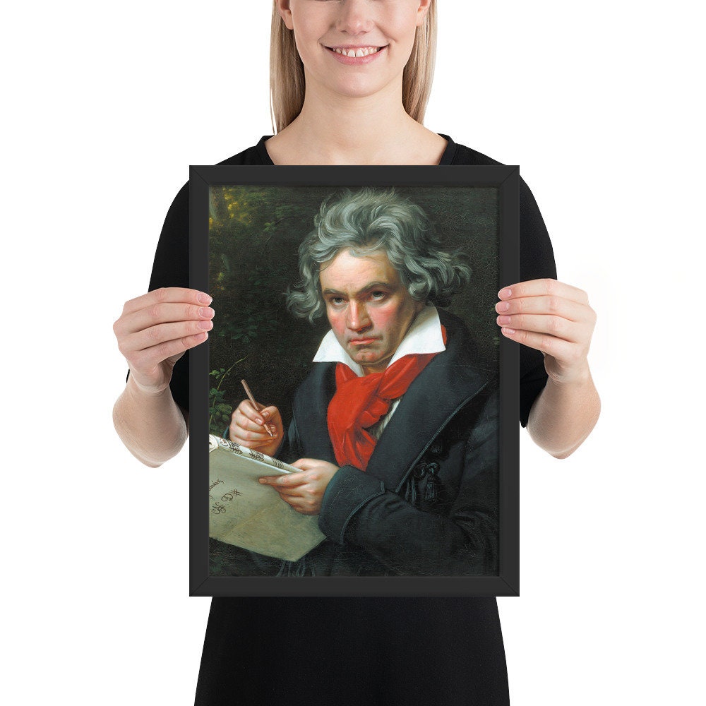 Ludwig Van Beethoven Portrait on a Semi-hardwood Frame Printed on a ...