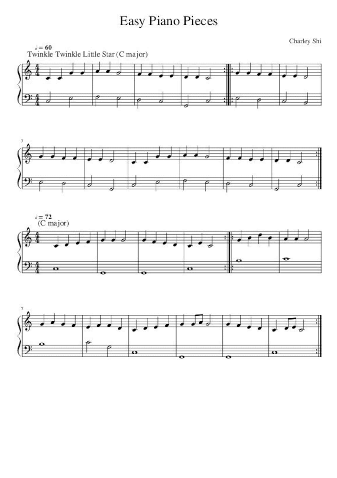 Piano Music Sheets - 8 Easy Piano Pieces to Play on the Piano - Piano ...