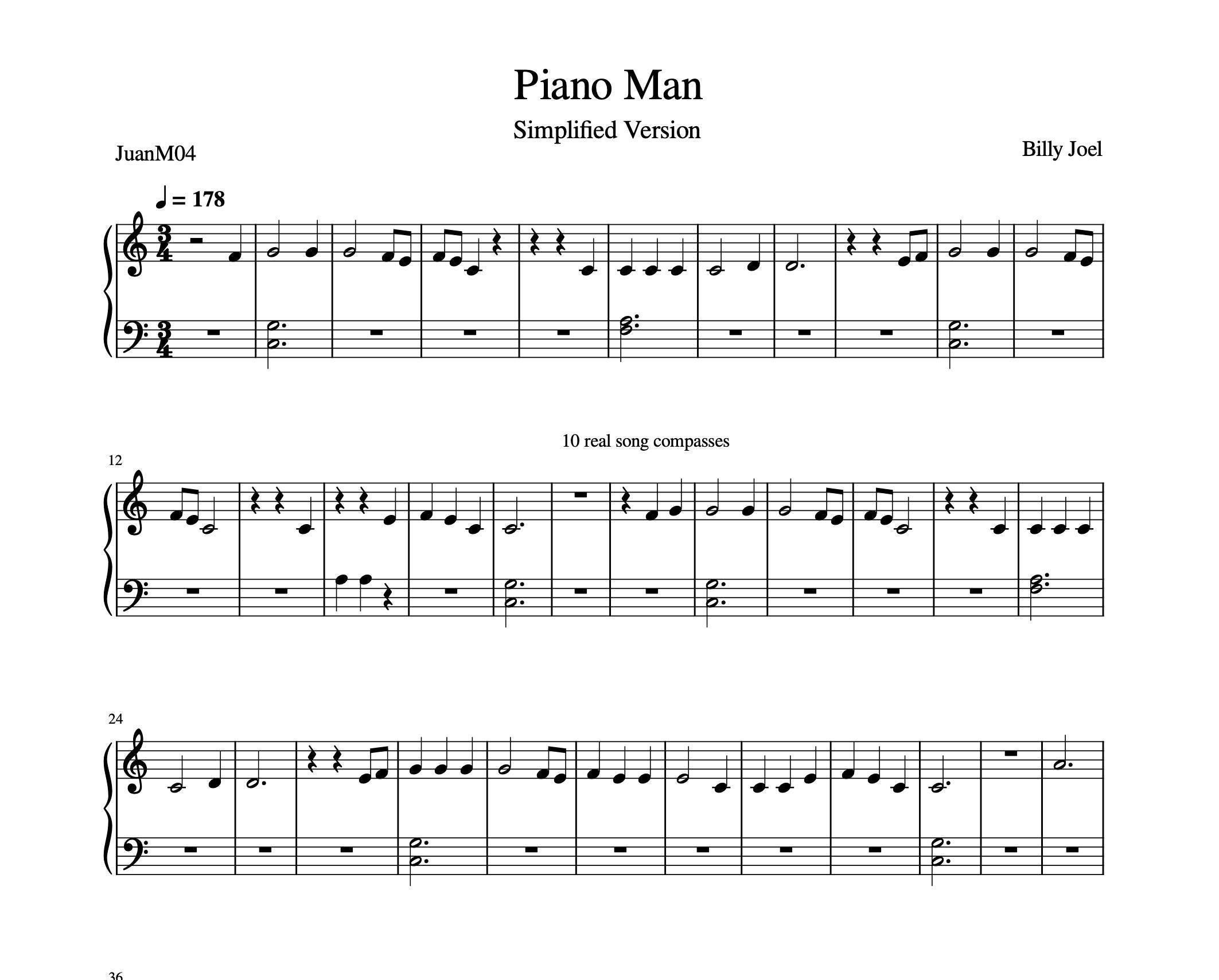 Piano Music Sheets - Piano Man - Billy Joel - Arranged by Juanm04 ...