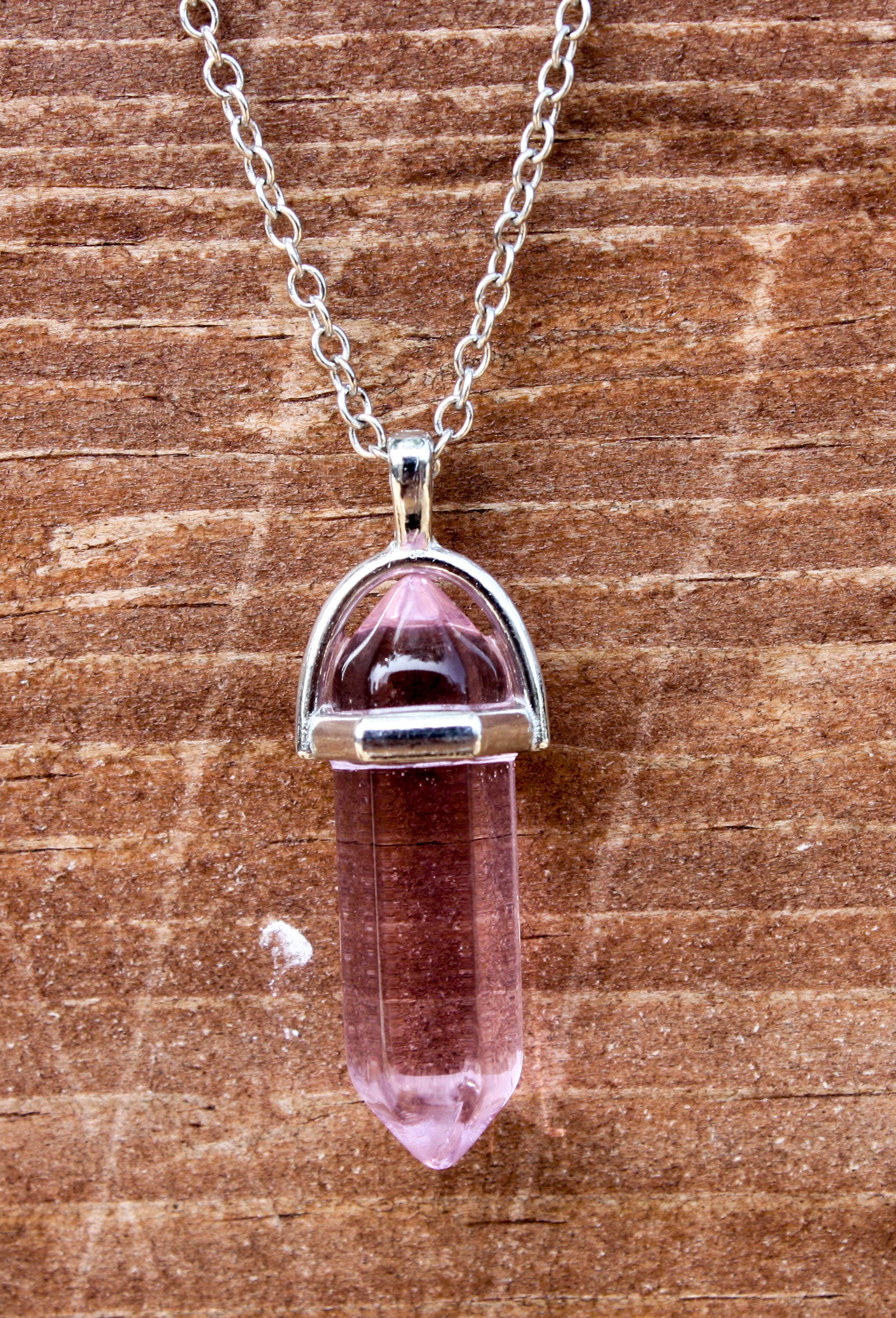 CSP Pink Healing Crystal Pendant, Natural Quartz Crystal Stone, Hexagon ...