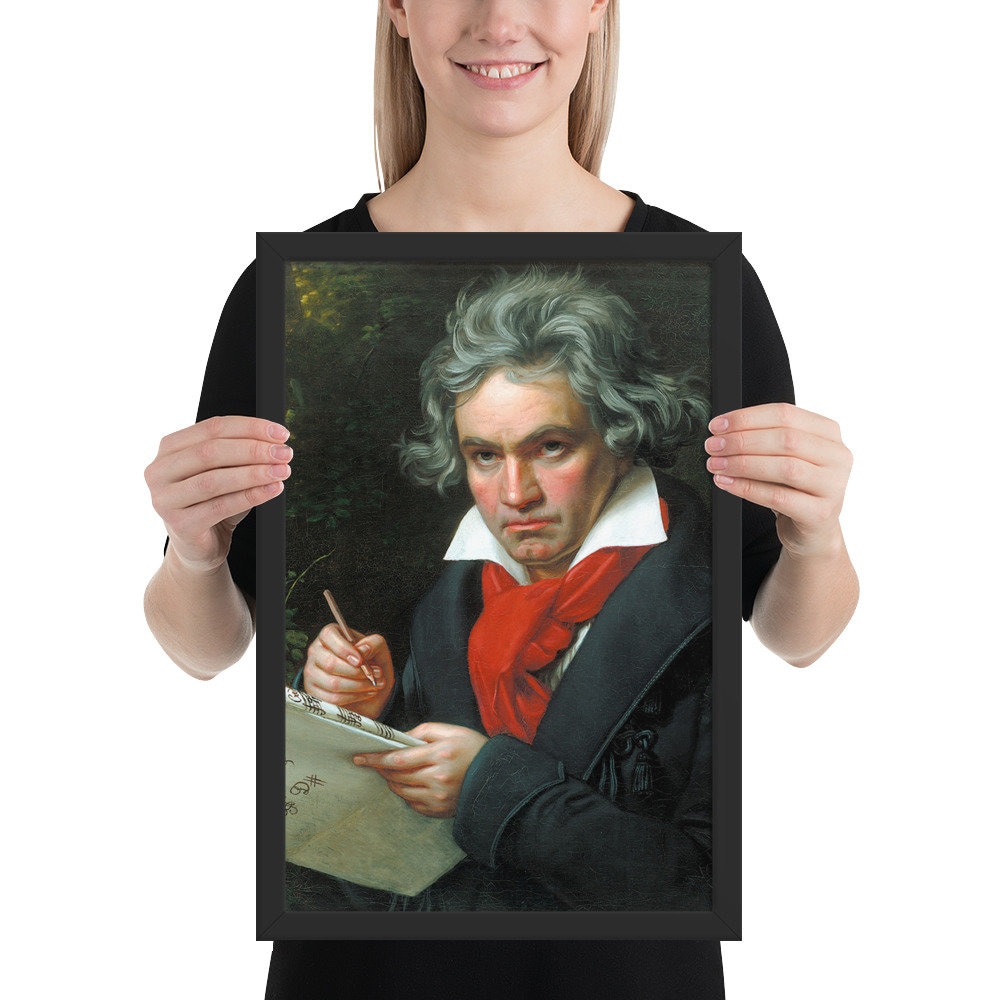 Ludwig Van Beethoven Portrait on a Semi-hardwood Frame Printed on a ...