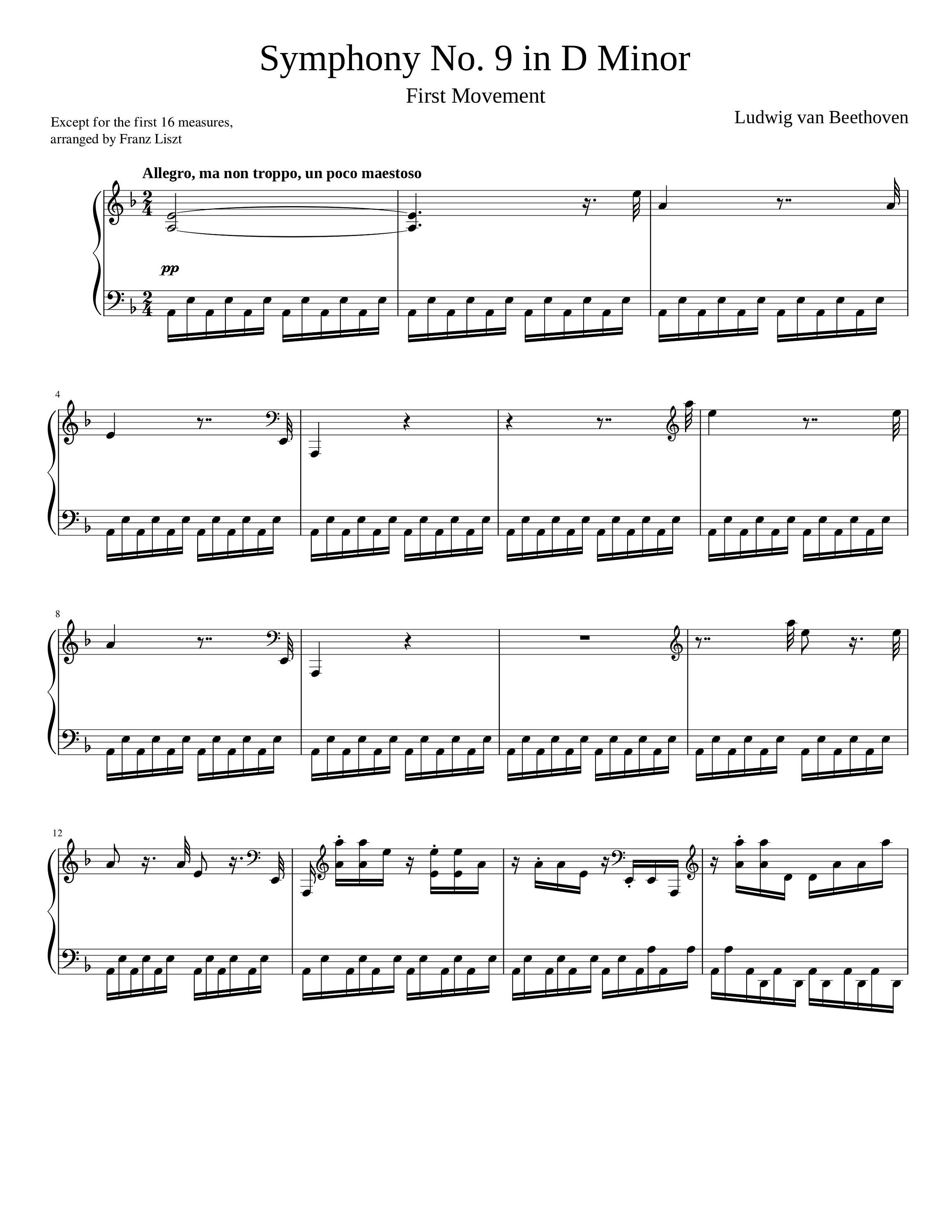 Piano Music Sheets - Symphony No. 9 in D Minor - 1st Movement - Solo ...