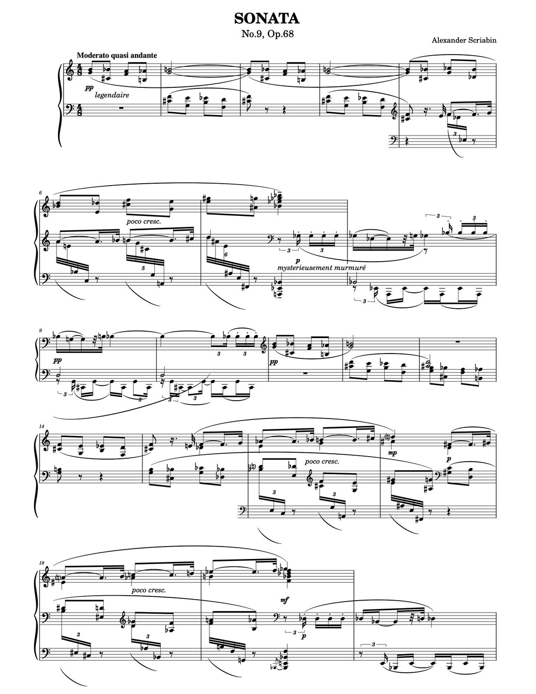 Piano Music Sheets - Sonata - Opus 68, No. 9 - Alexander Scriabin ...
